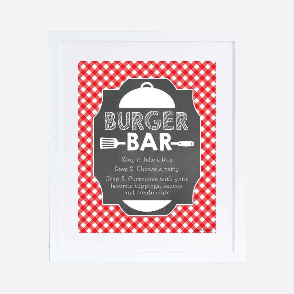 Printable Backyard BBQ Burger Bar Sign Template | Hadley Designs