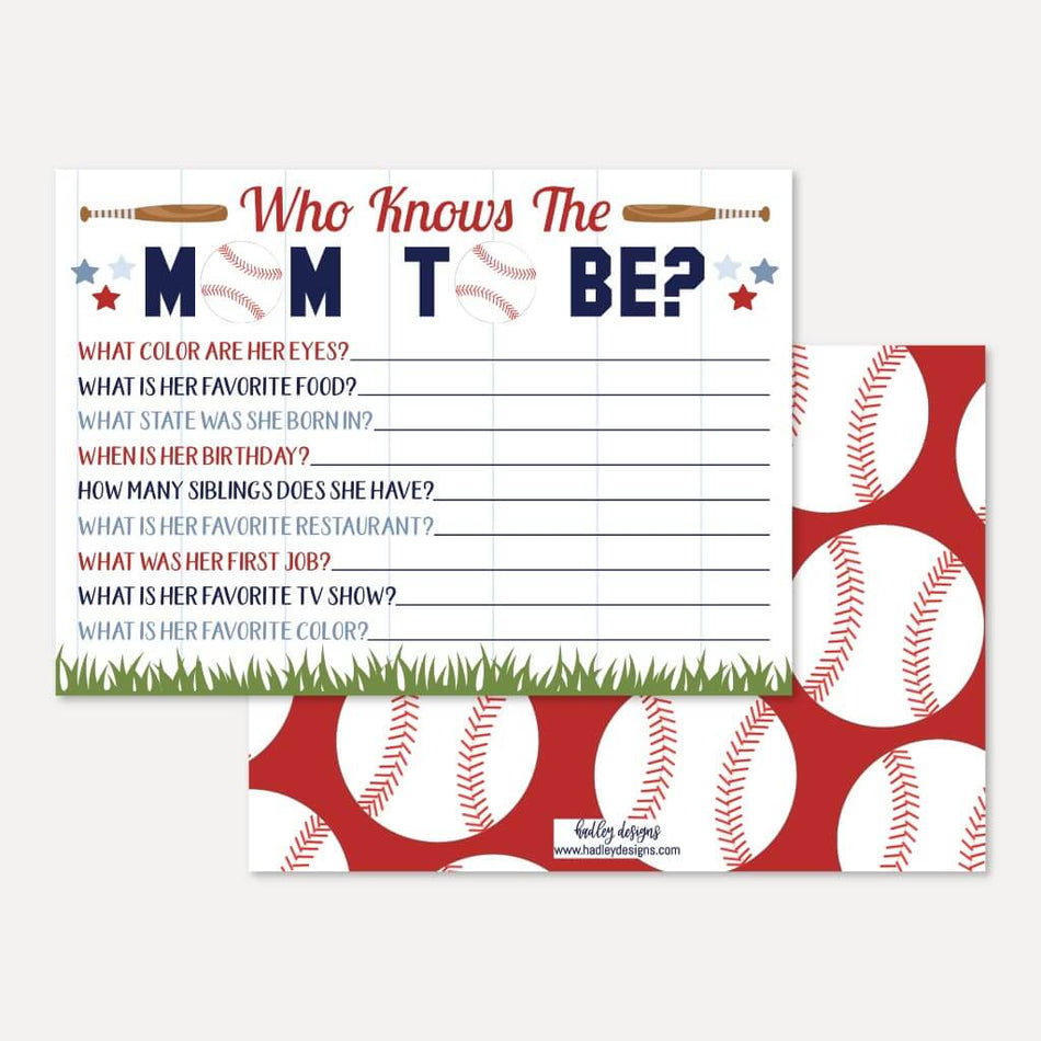 Printable Baseball Baby Shower Who Knows Mommy Best Game Template ...