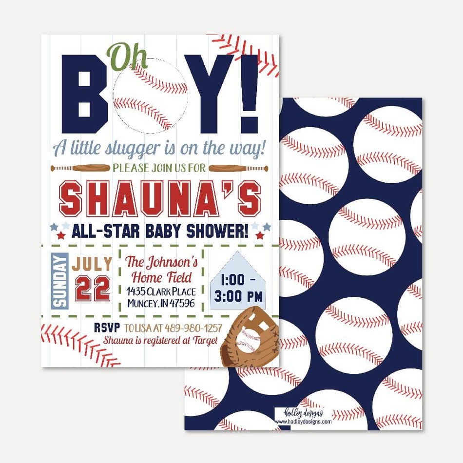 Printable Baseball Baby Shower Invitation Template | Hadley Designs