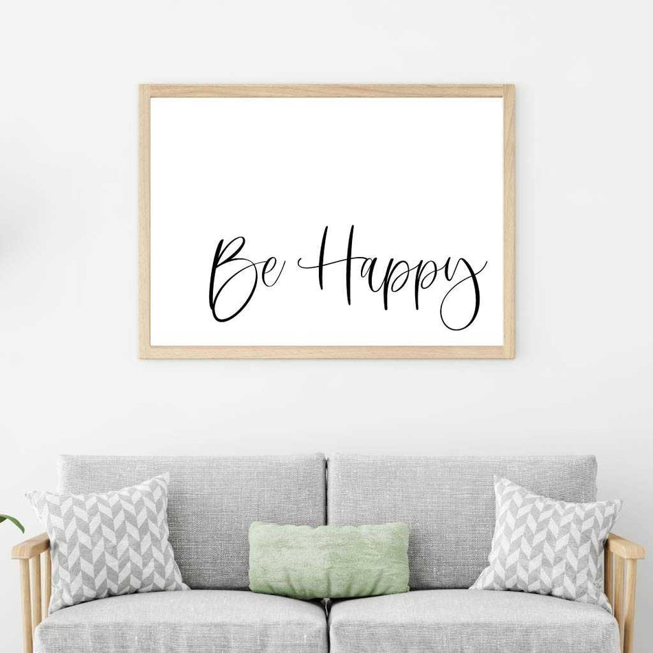 Printable Be Happy Wall Art Template | Hadley Designs - Printables