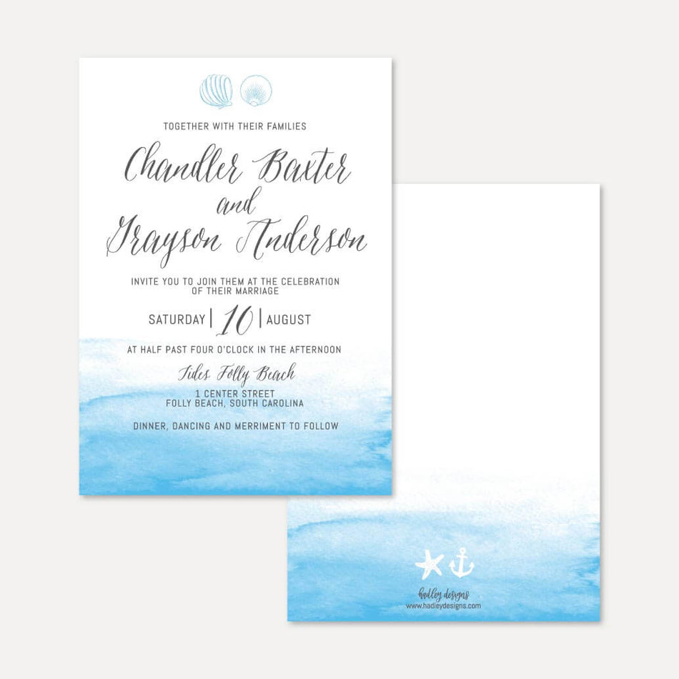 Printable Beach Wave Wedding Invitation Template | Hadley Designs