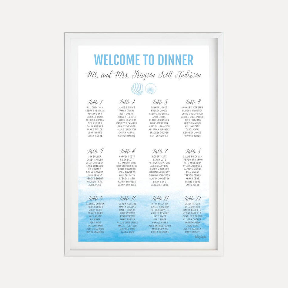 Printable Beach Wave Wedding Seating Chart Sign Template | Hadley ...