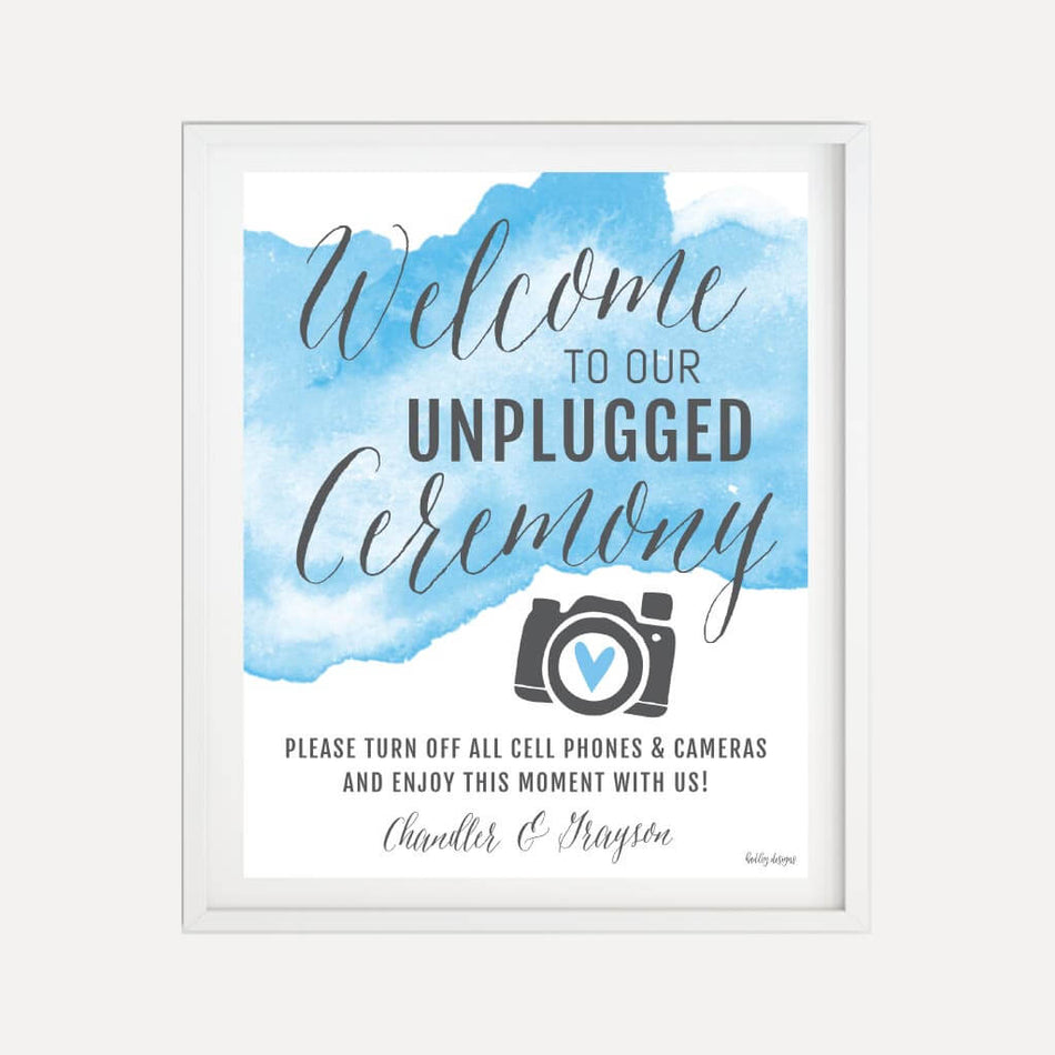 Printable Beach Wave Wedding Unplugged Ceremony Sign Template | Hadley ...