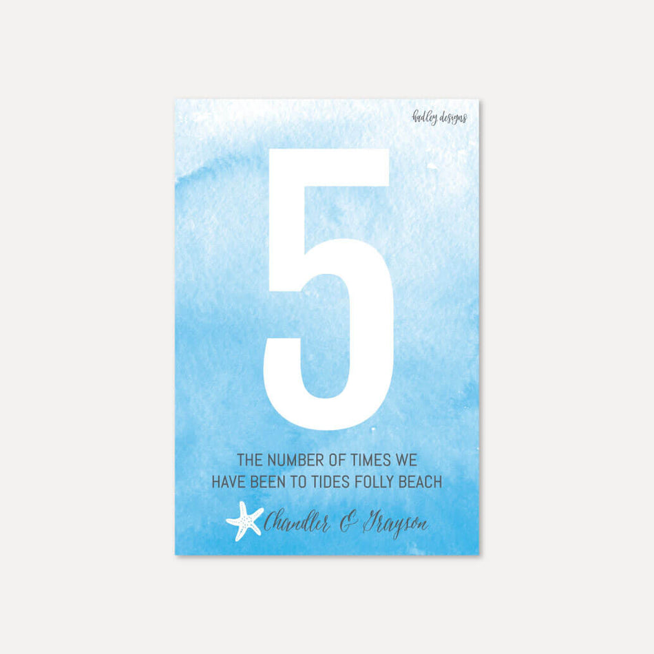 Printable Beach Wave Wedding Table Numbers Template | Hadley Designs