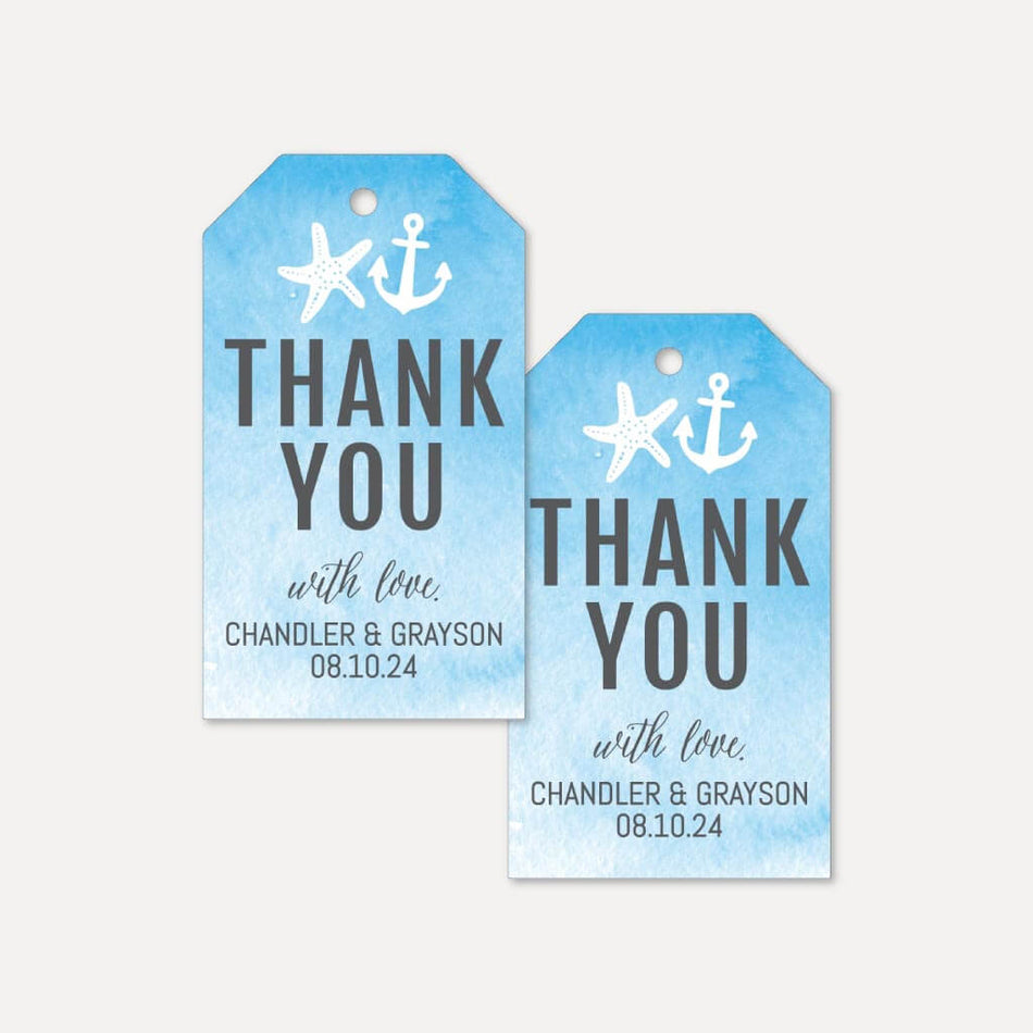 Printable Beach Wave Wedding Thank You Favor Tags Template | Hadley Designs