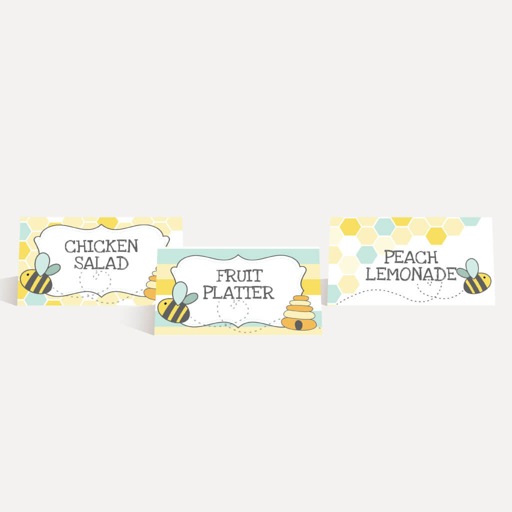 Printable Bee Baby Shower Food Tent Cards Template | Hadley Designs ...
