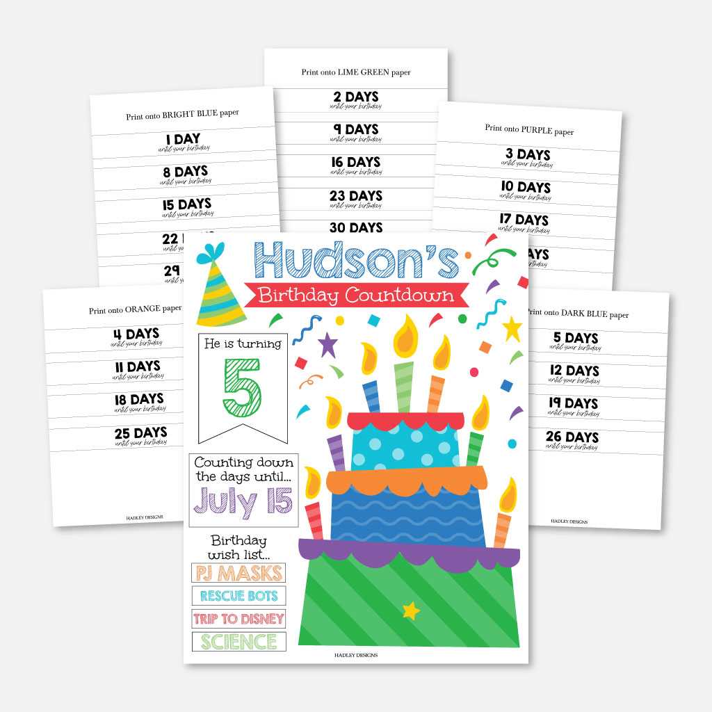 Printable Birthday Countdown Template | Hadley Designs