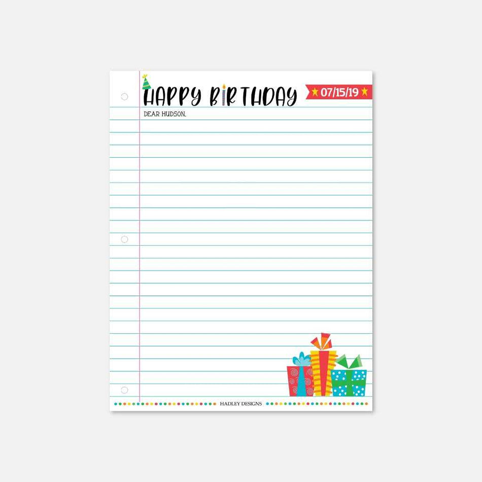 Printable Happy Birthday Letter to Child Template | Hadley Designs