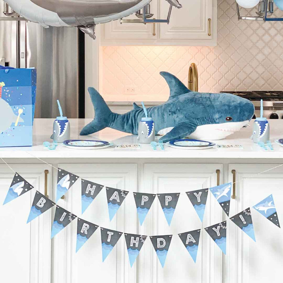 Printable Baby Shark Chalk Kids Party Banner Template | Hadley Designs