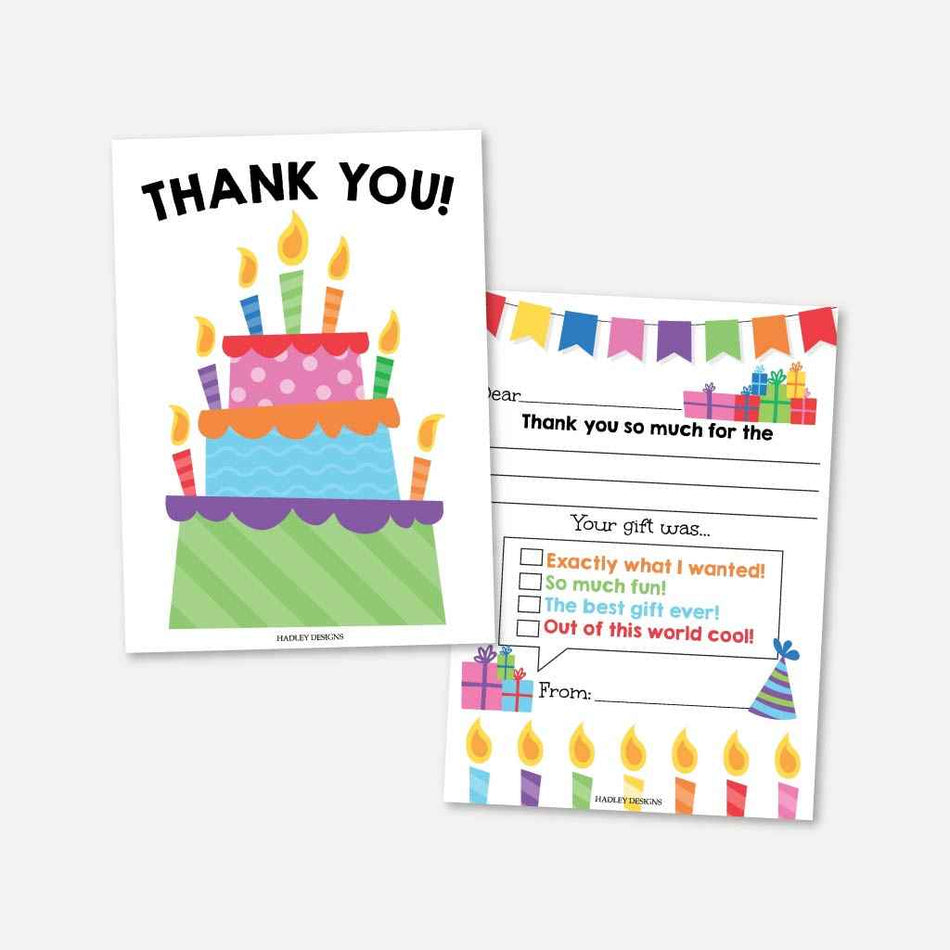 Printable Birthday Thank You Card Template | Hadley Designs