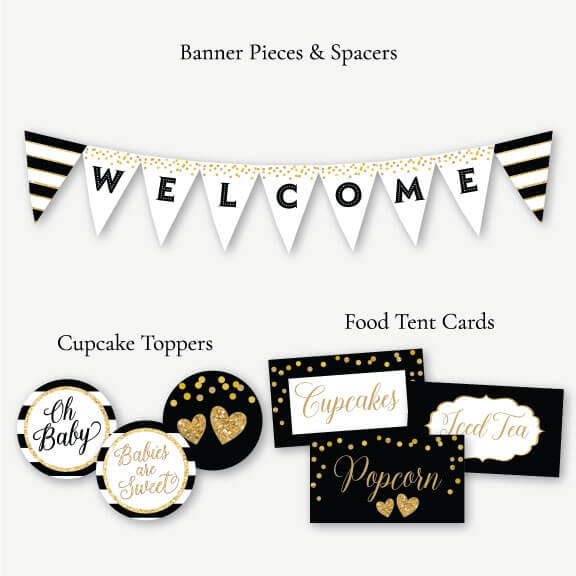 Printable Black and Gold Baby Shower Complete Package Templates ...