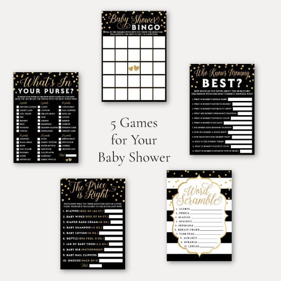 Printable Black and Gold Baby Shower Complete Package Templates ...