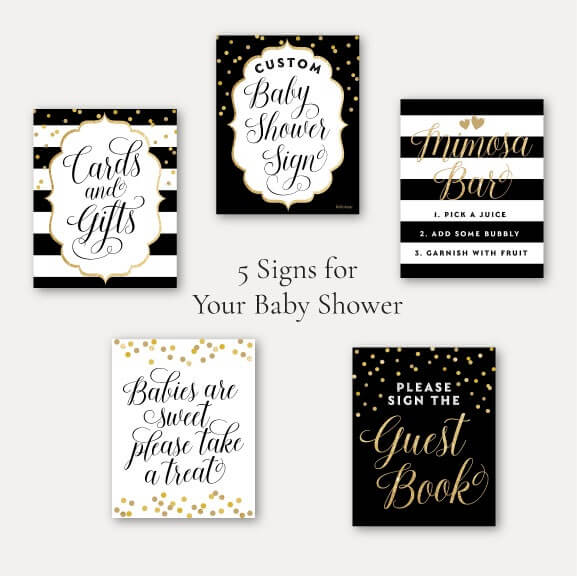 Printable Black and Gold Baby Shower Complete Package Templates ...