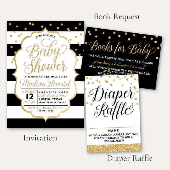 Printable Black and Gold Baby Shower Complete Package Templates ...