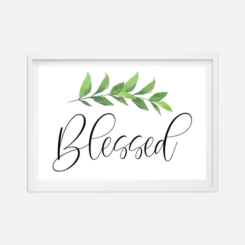 Printable Blessed Greenery Wall Art Template | Hadley Designs - Printables