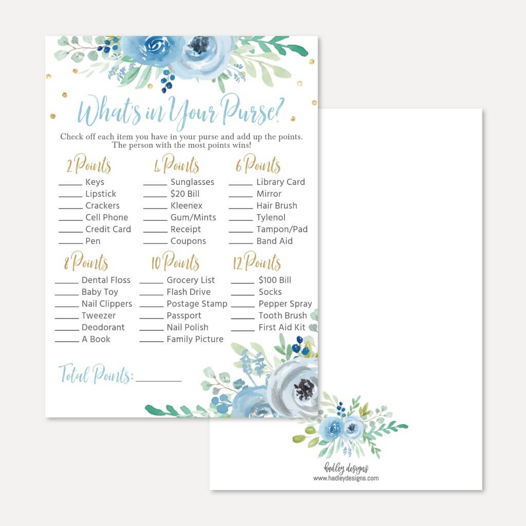 Printable Blue Teal Floral Baby Shower Game Set Templates | Hadley ...