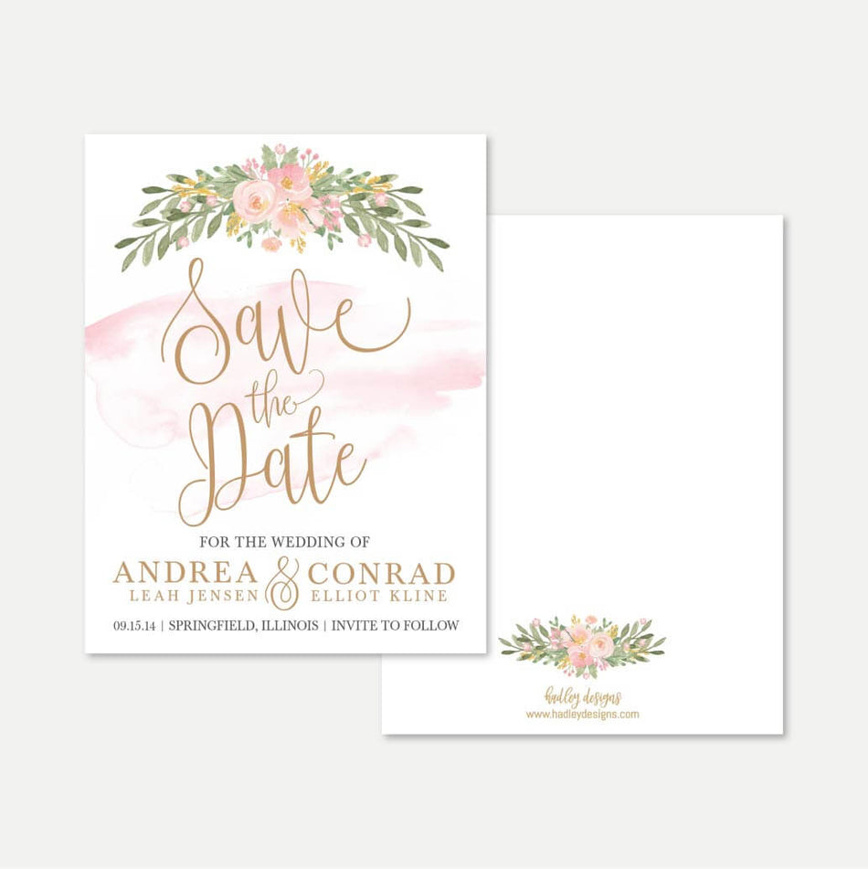 Printable Blush Floral Arch Wedding Save The Date Template | Hadley ...