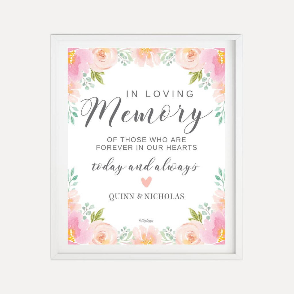 Printable Blush Floral Modern Wedding In Loving Memory Sign Template ...