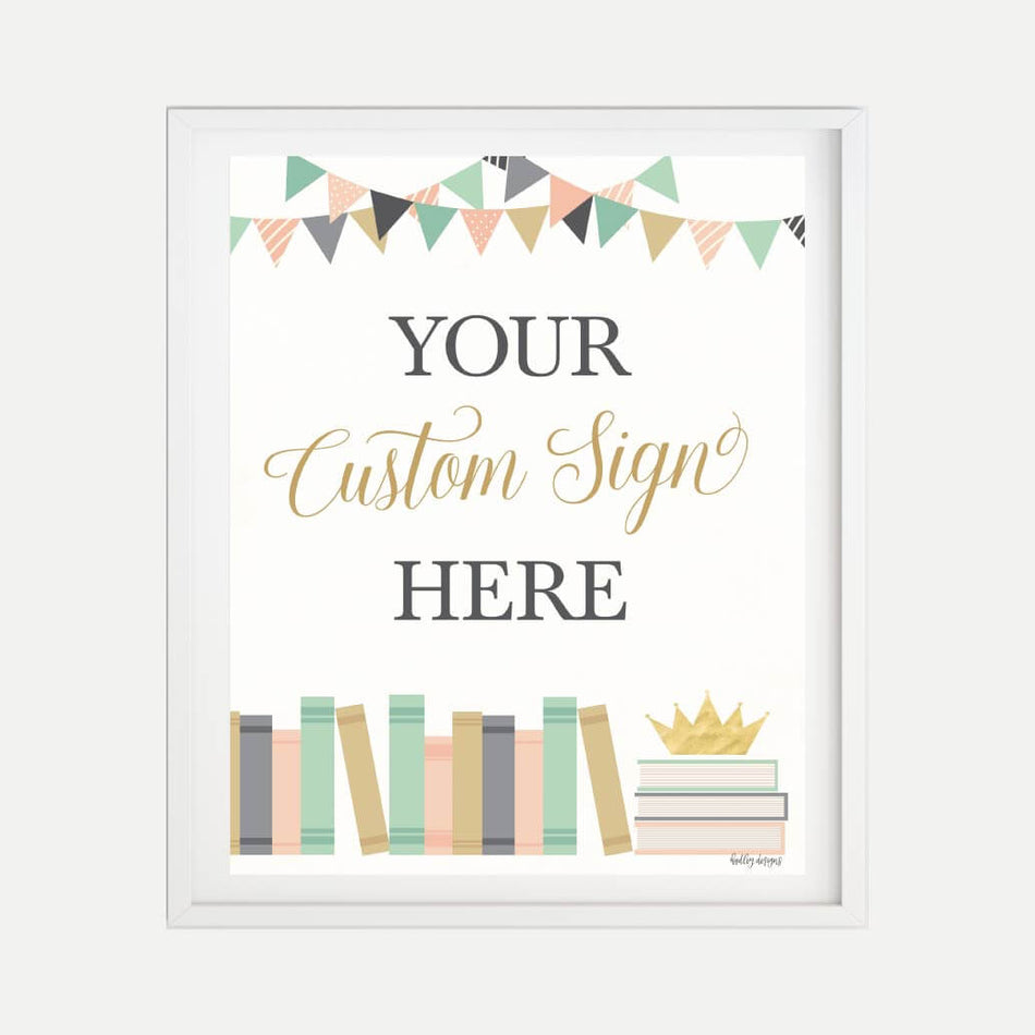 Printable Book Themed Baby Shower Custom Sign Template | Hadley Designs ...