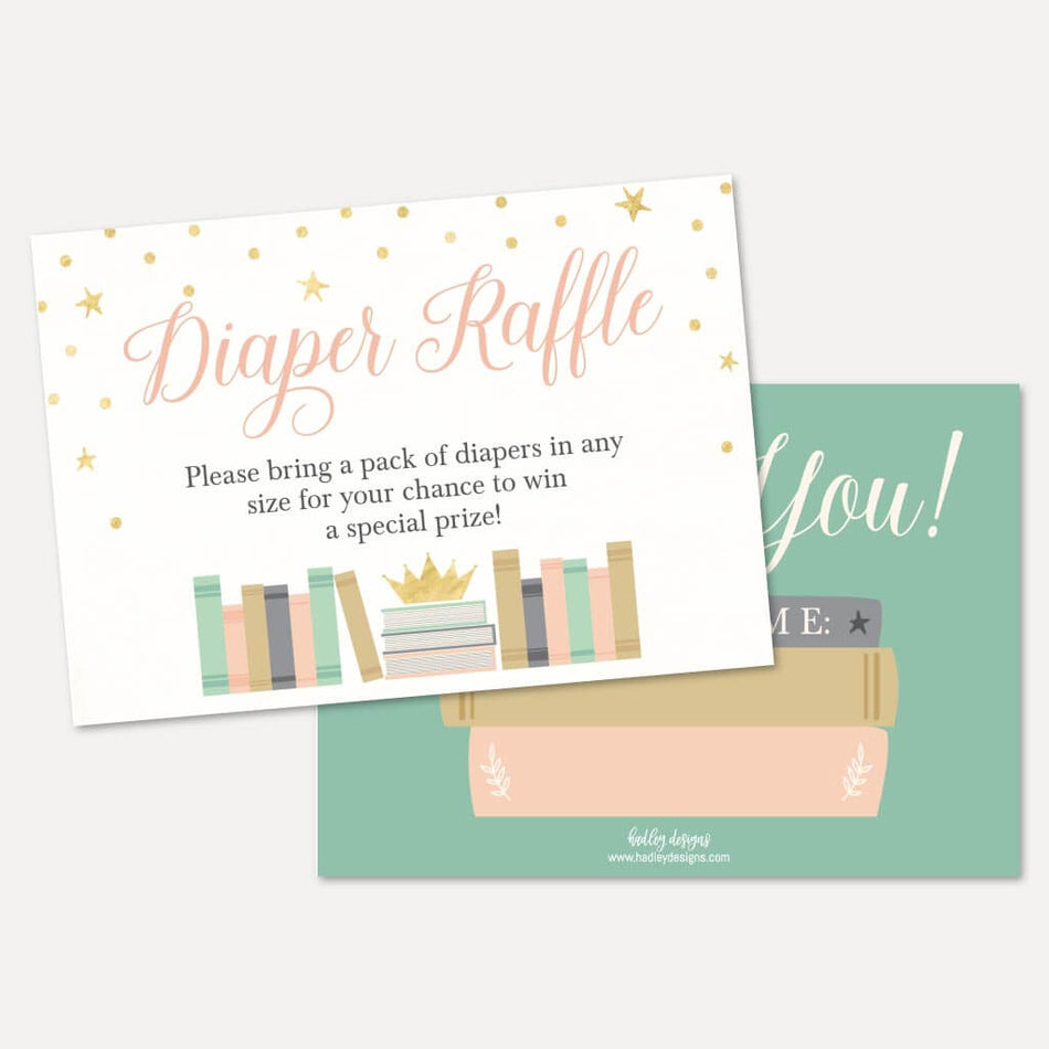 Printable Book Themed Baby Shower Diaper Raffle Template | Hadley Designs
