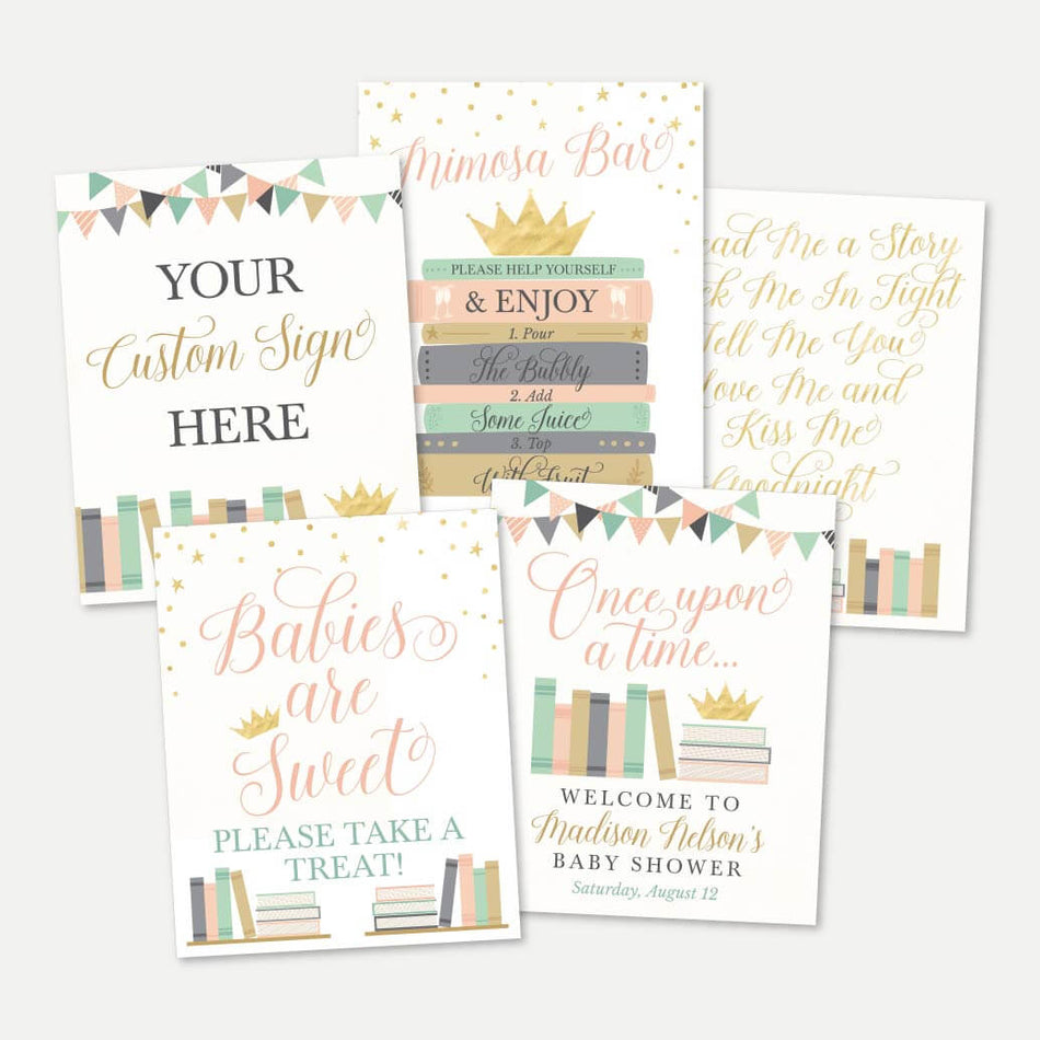 Printable Book Themed Baby Shower Sign Set Templates | Hadley Designs ...