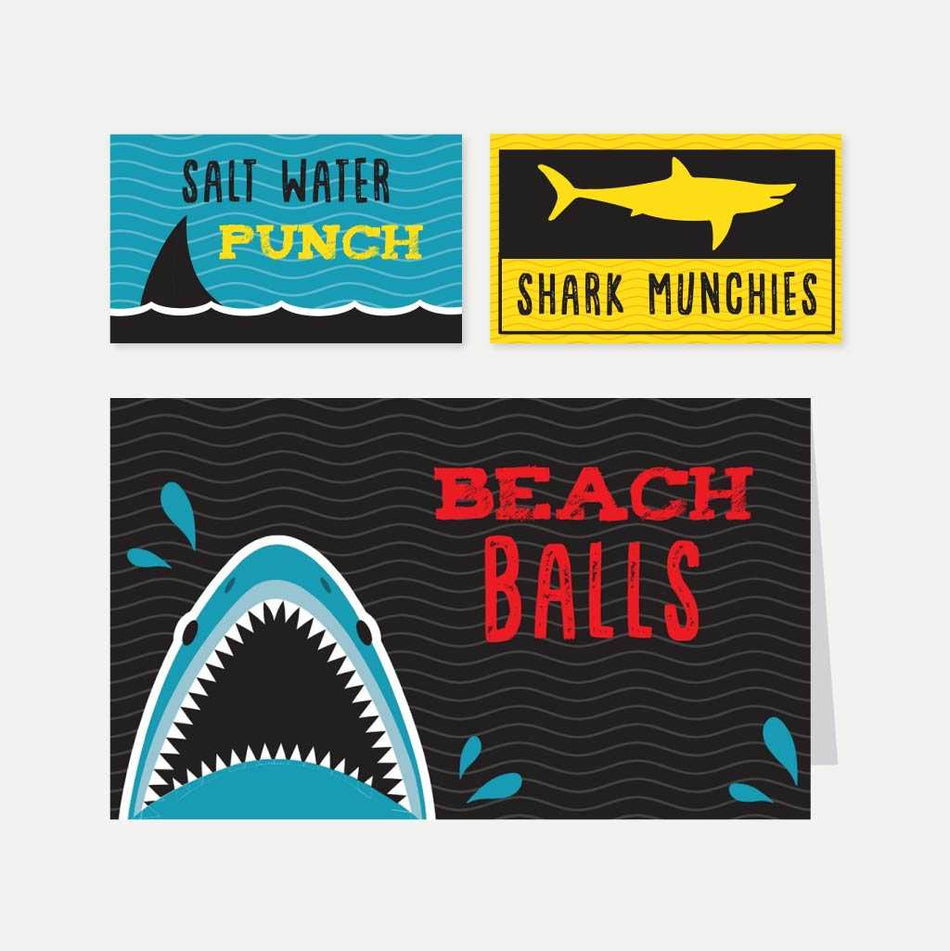 Printable Baby Shark Danger Kids Party Food Tent Cards Template ...