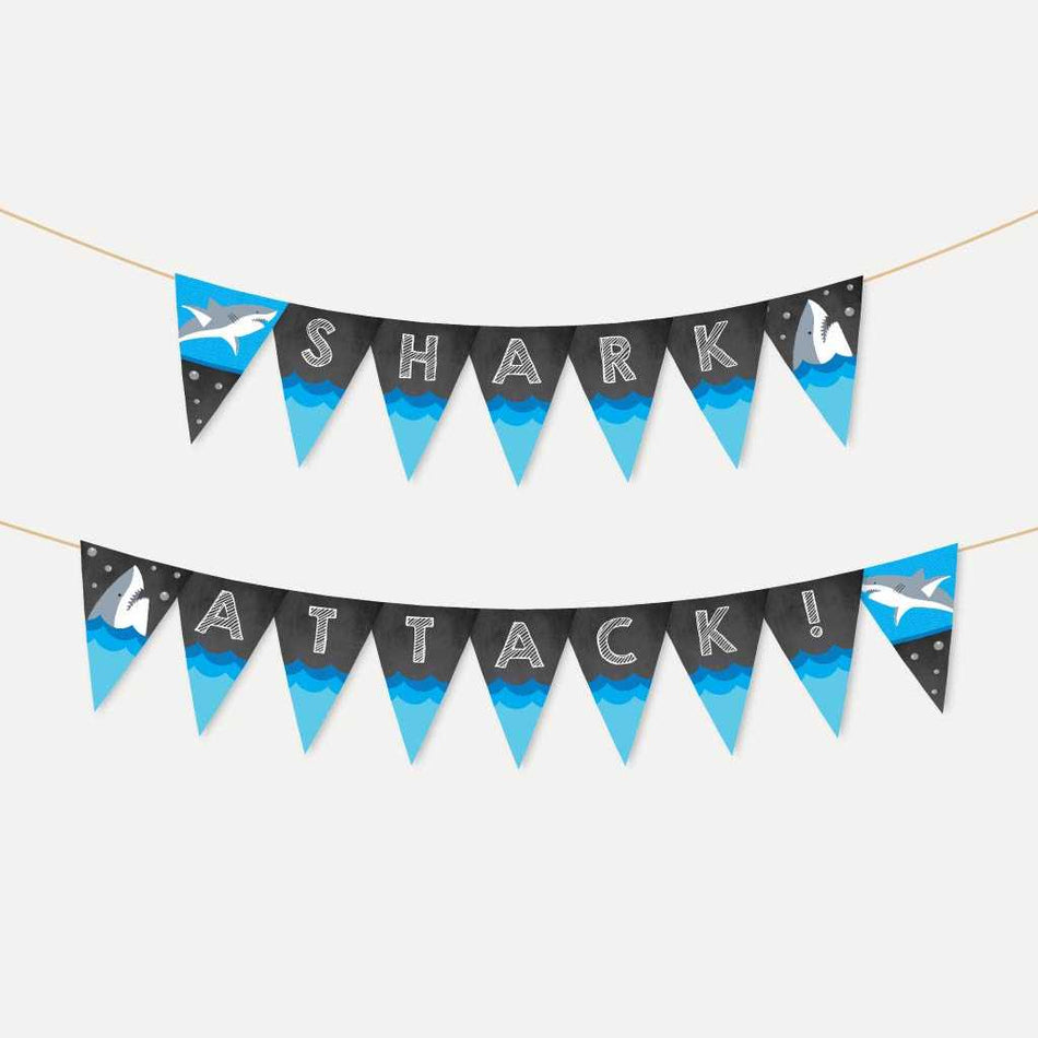 Printable Baby Shark Chalk Kids Party Banner Template | Hadley Designs