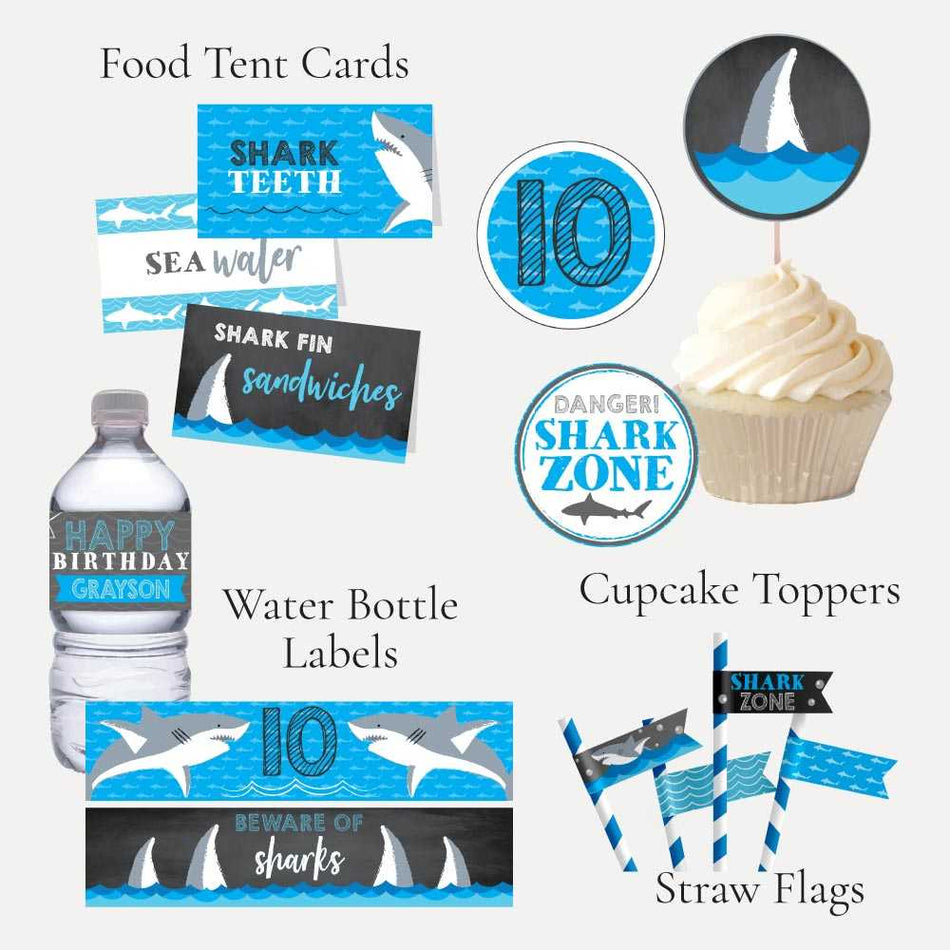 Printable Baby Shark Chalk Kids Party Complete Package Set | Hadley Designs