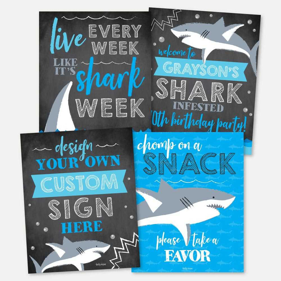 Printable Baby Shark Chalk Kids Party Sign Set | Hadley Designs