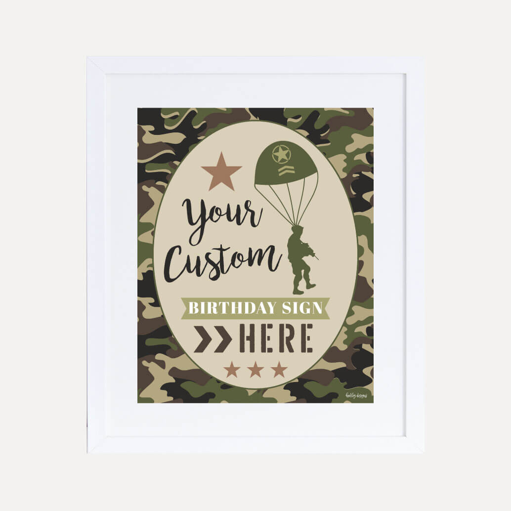 Printable Camo Army Kids Party Custom Sign Template | Hadley Designs ...