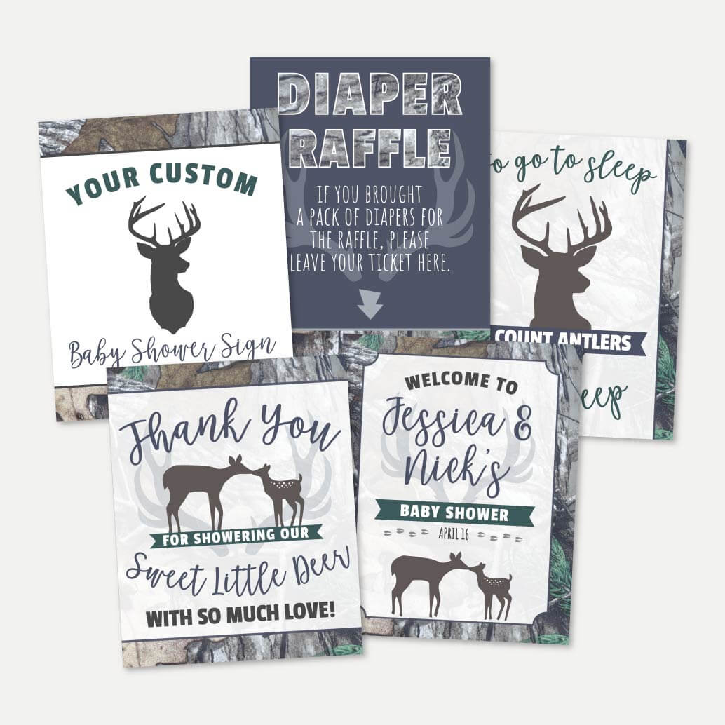Printable Camo Boy Baby Shower Signs Set Templates | Hadley Designs ...