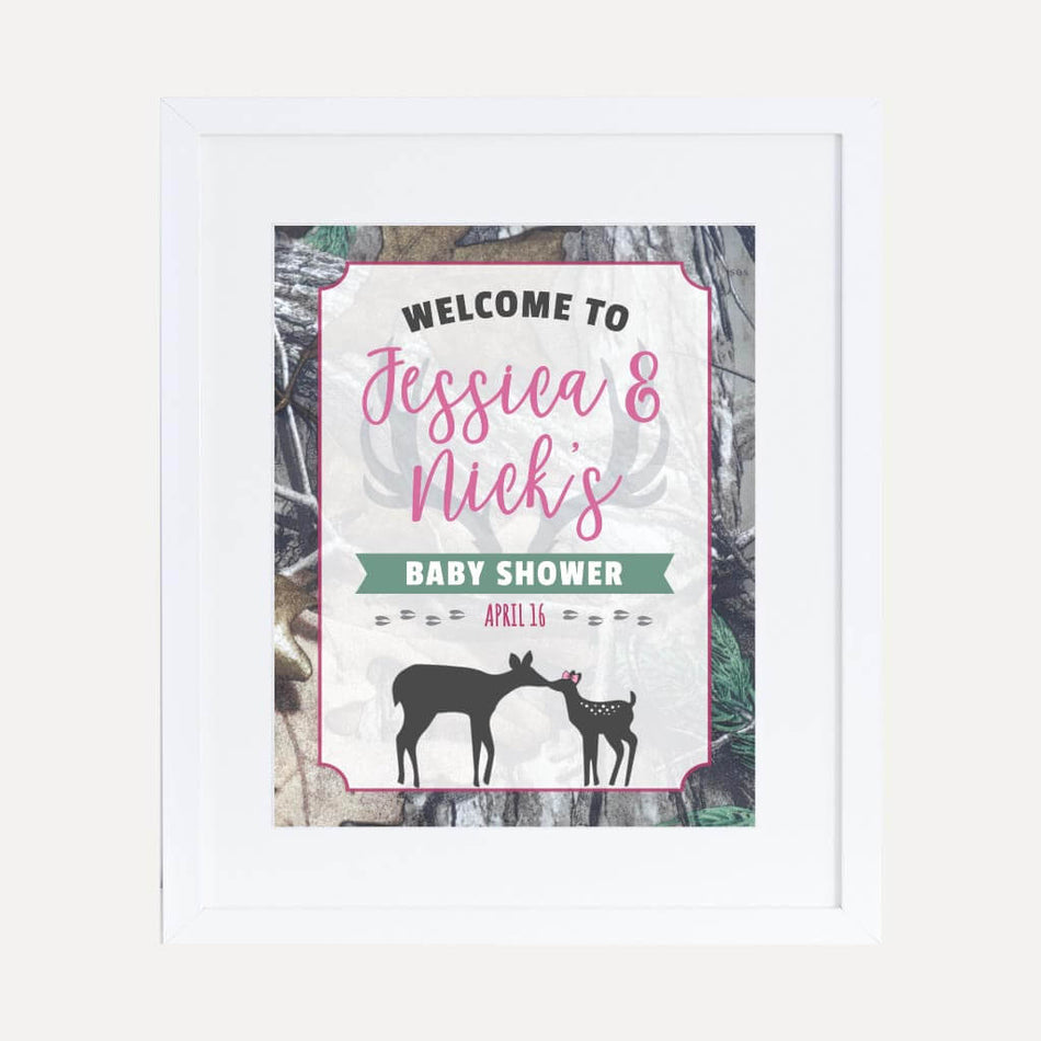Printable Camo Girl Baby Shower Welcome Sign Template | Hadley Designs