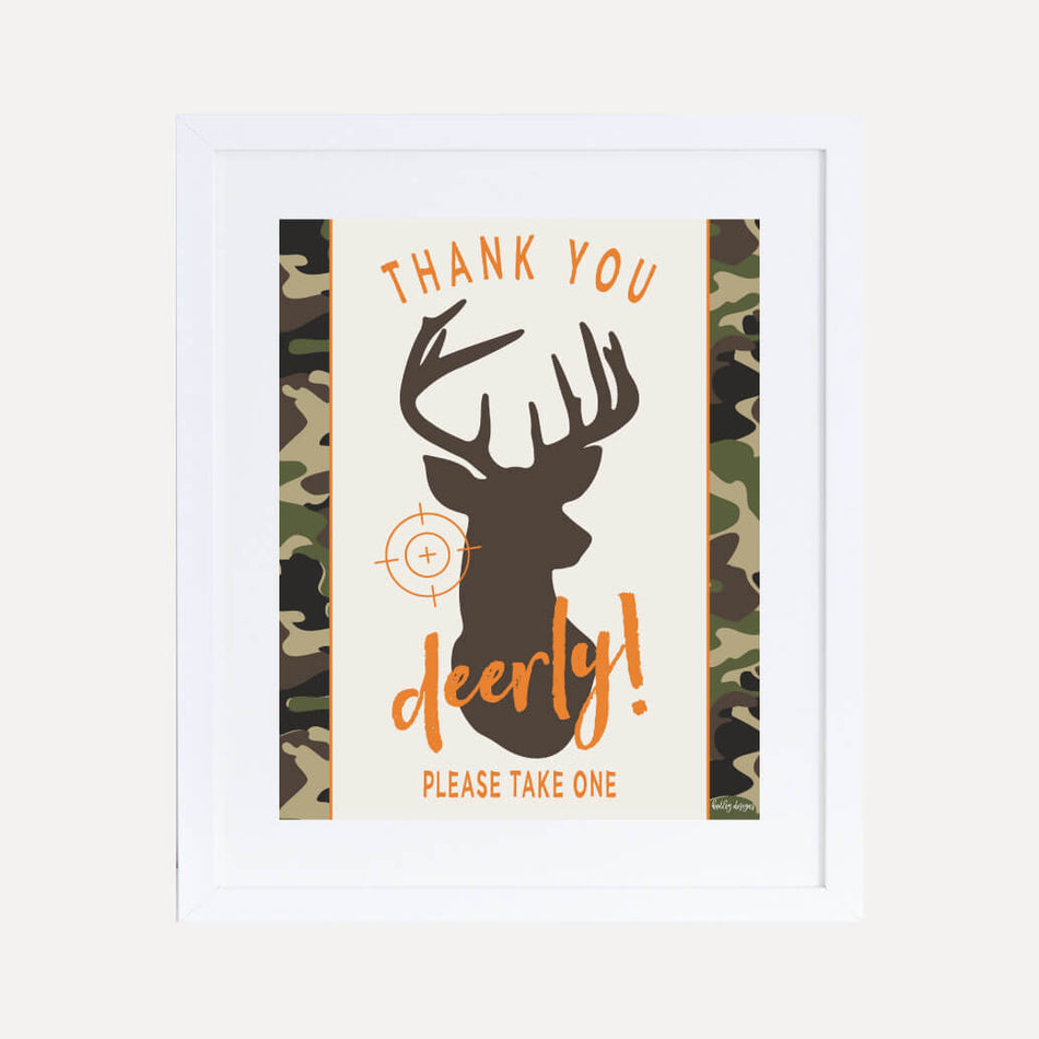 Printable Hunting Camo Kids Party Favors Sign Templates | Hadley ...