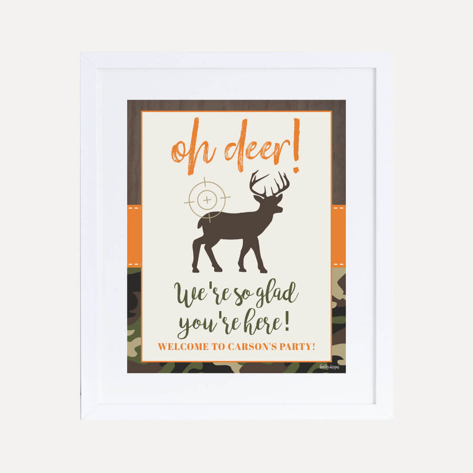 Printable Hunting Camo Kids Party Welcome Sign Template | Hadley ...