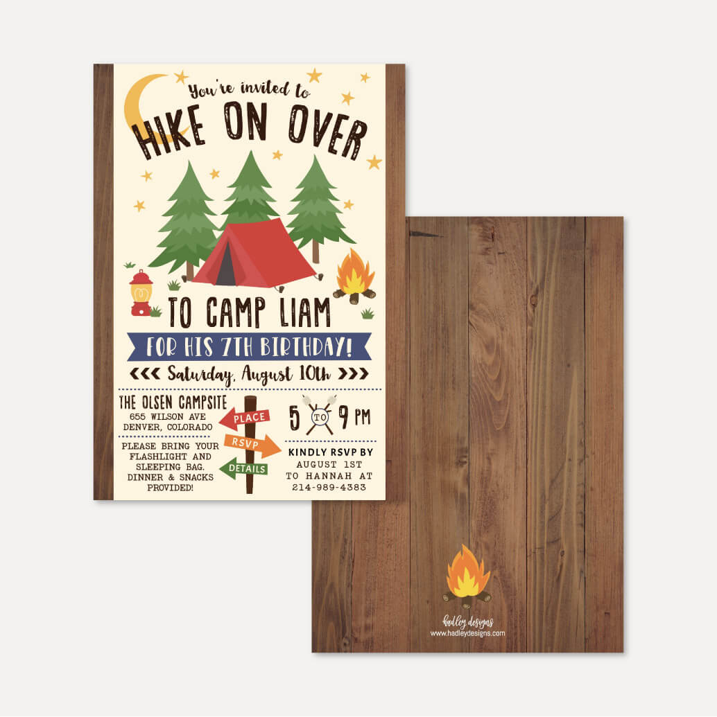 Printable Camping Kids Party Invitation Template | Hadley Designs