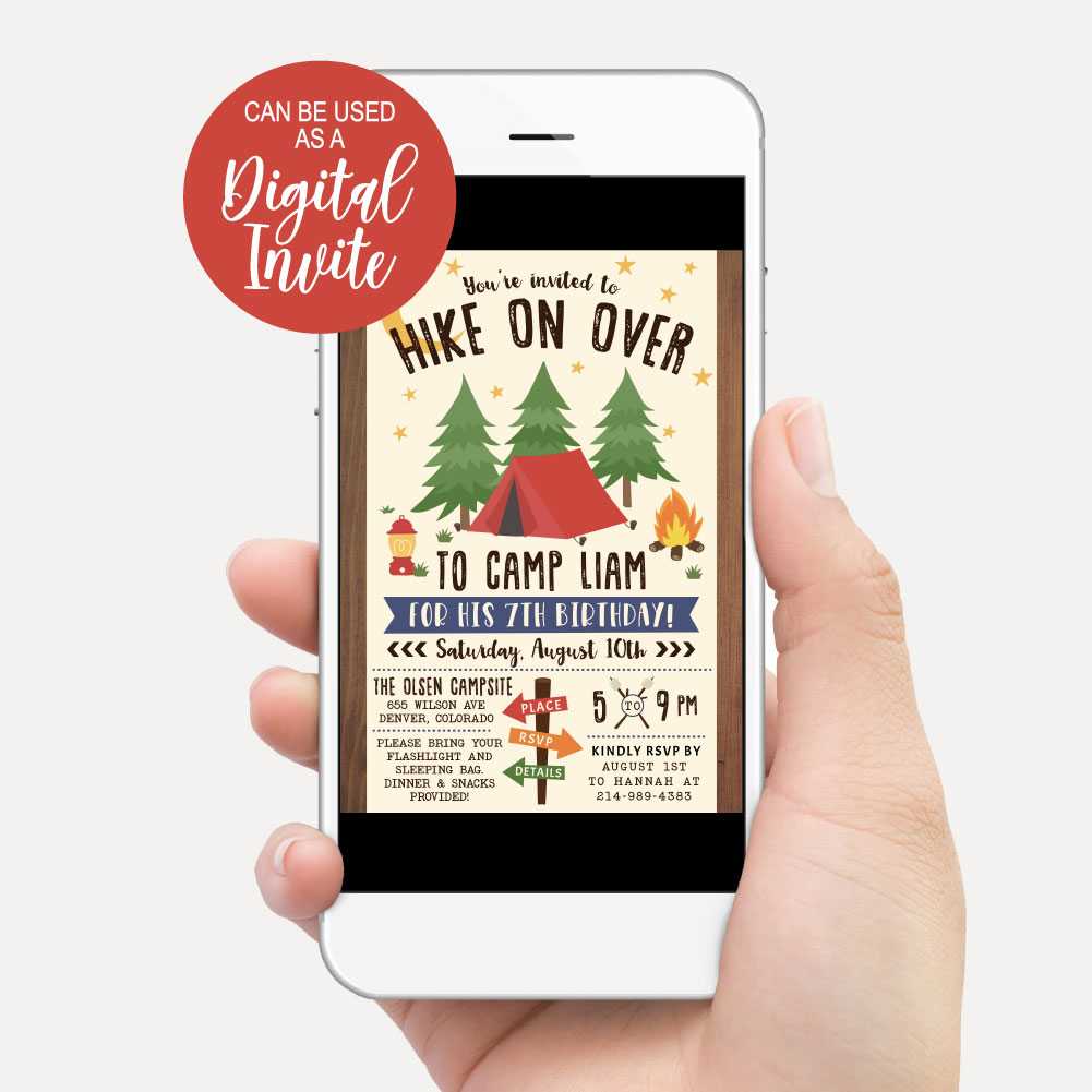 Printable Camping Kids Party Invitation Template | Hadley Designs