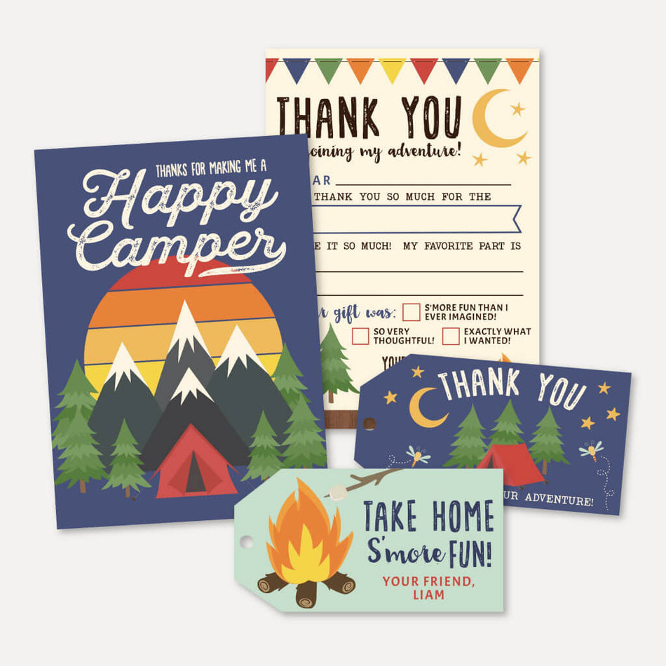 Printable Camping Kids Party Thank You Package Template | Hadley ...