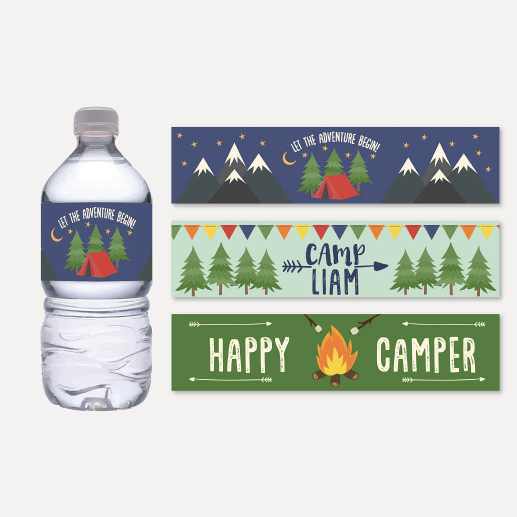 Printable Camping Kids Party Bottle Label Template | Hadley Designs ...