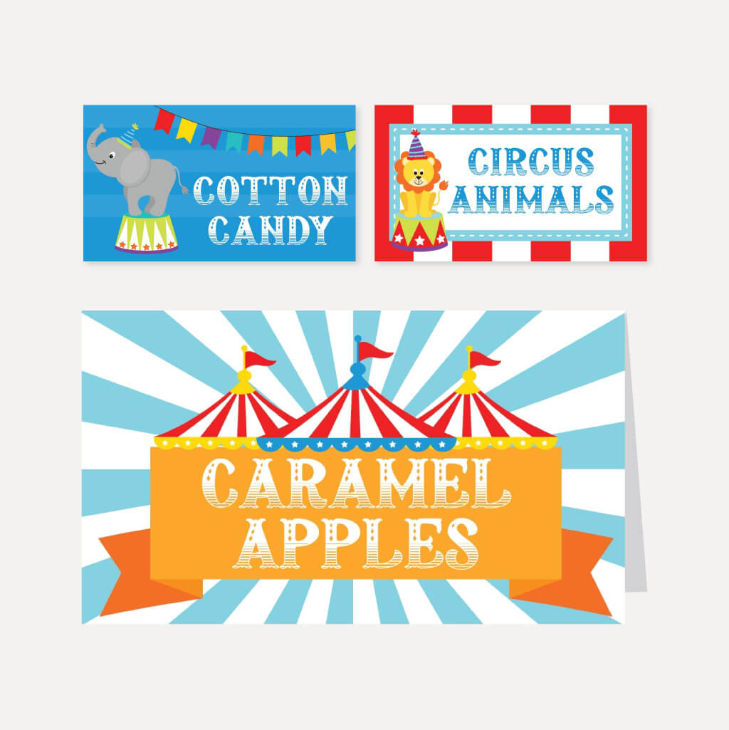 Printable Carnival Kids Party Food Tent Cards Template | Hadley Designs ...
