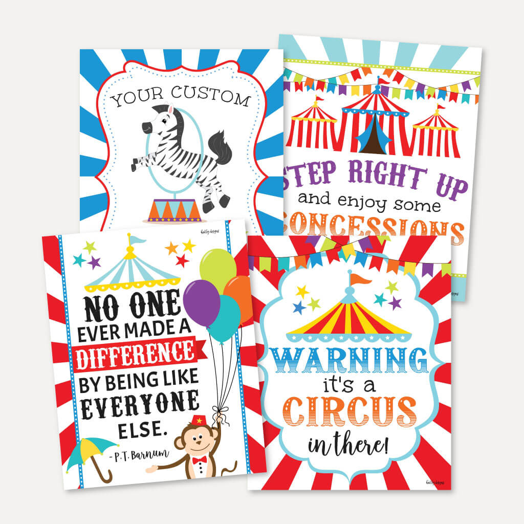 Printable Carnival Kids Party Sign Set Templates | Hadley Designs ...