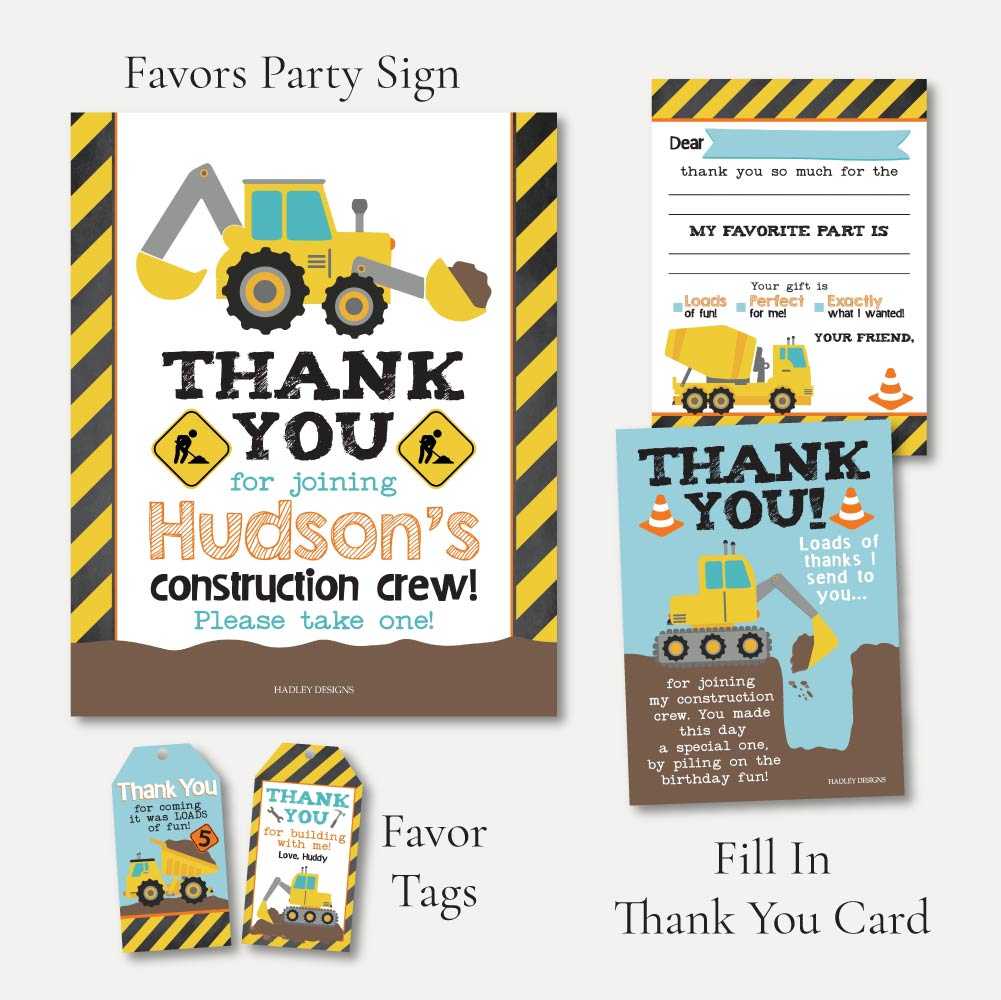 Printable Construction Kids Party Complete Package Templates | Hadley ...