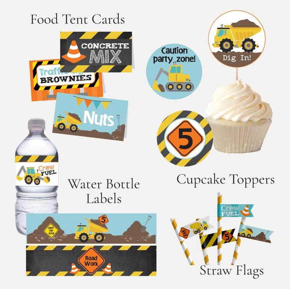 Printable Construction Kids Party Complete Package Templates | Hadley ...