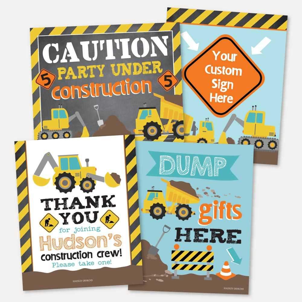 Printable Construction Kids Party Sign Set Templates | Hadley Designs ...