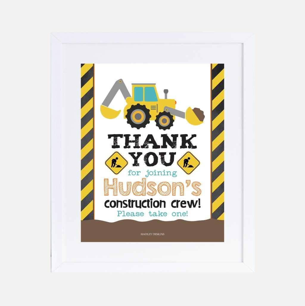 Printable Construction Kids Party Sign Set Templates | Hadley Designs ...