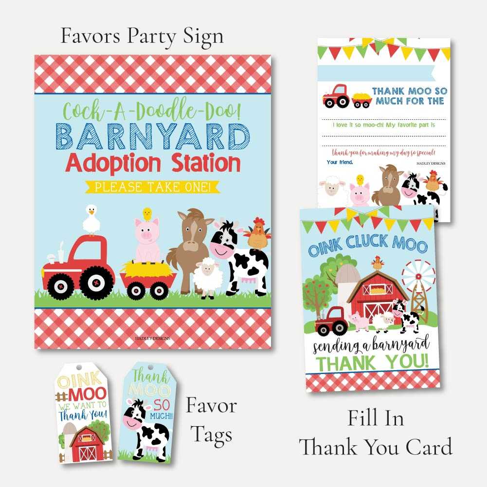 Printable Cartoon Farm Kids Party Complete Package Templates | Hadley ...