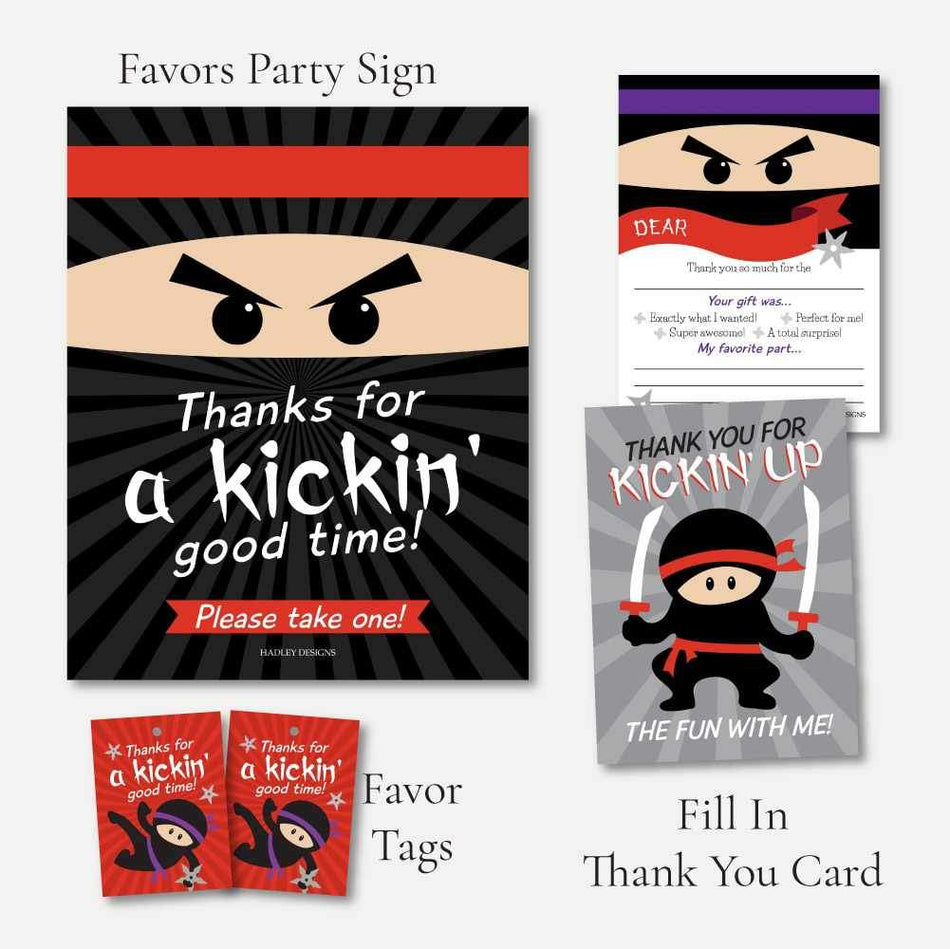 Printable Ninja Kids Party Ultimate Package Templates | Hadley Designs