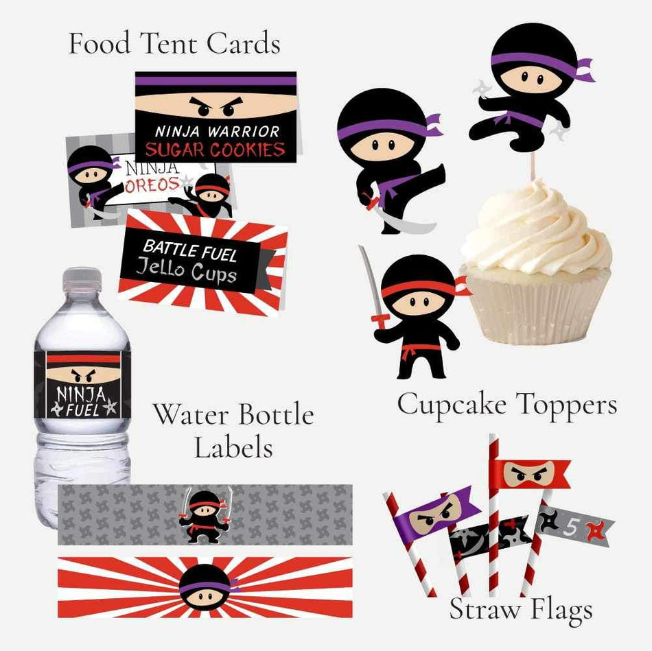 Printable Ninja Kids Party Ultimate Package Templates | Hadley Designs