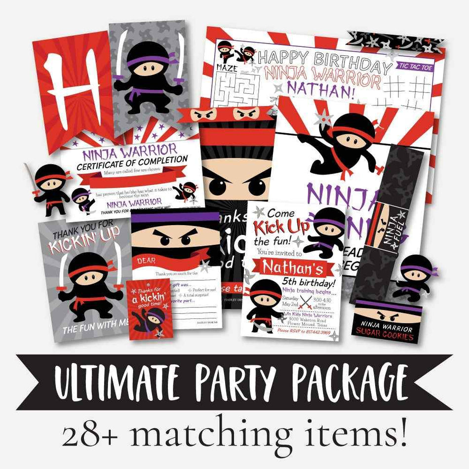 Printable Ninja Kids Party Ultimate Package Templates | Hadley Designs