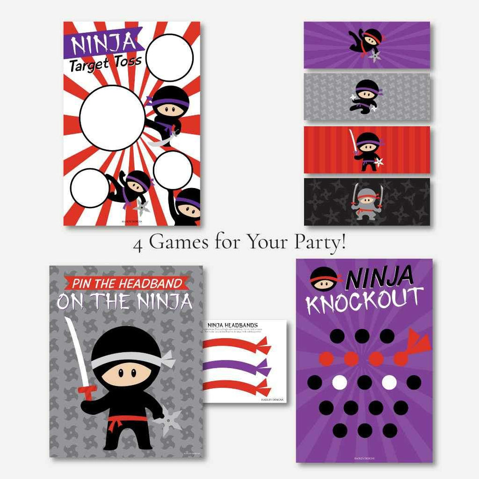 Printable Ninja Kids Party Ultimate Package Templates | Hadley Designs