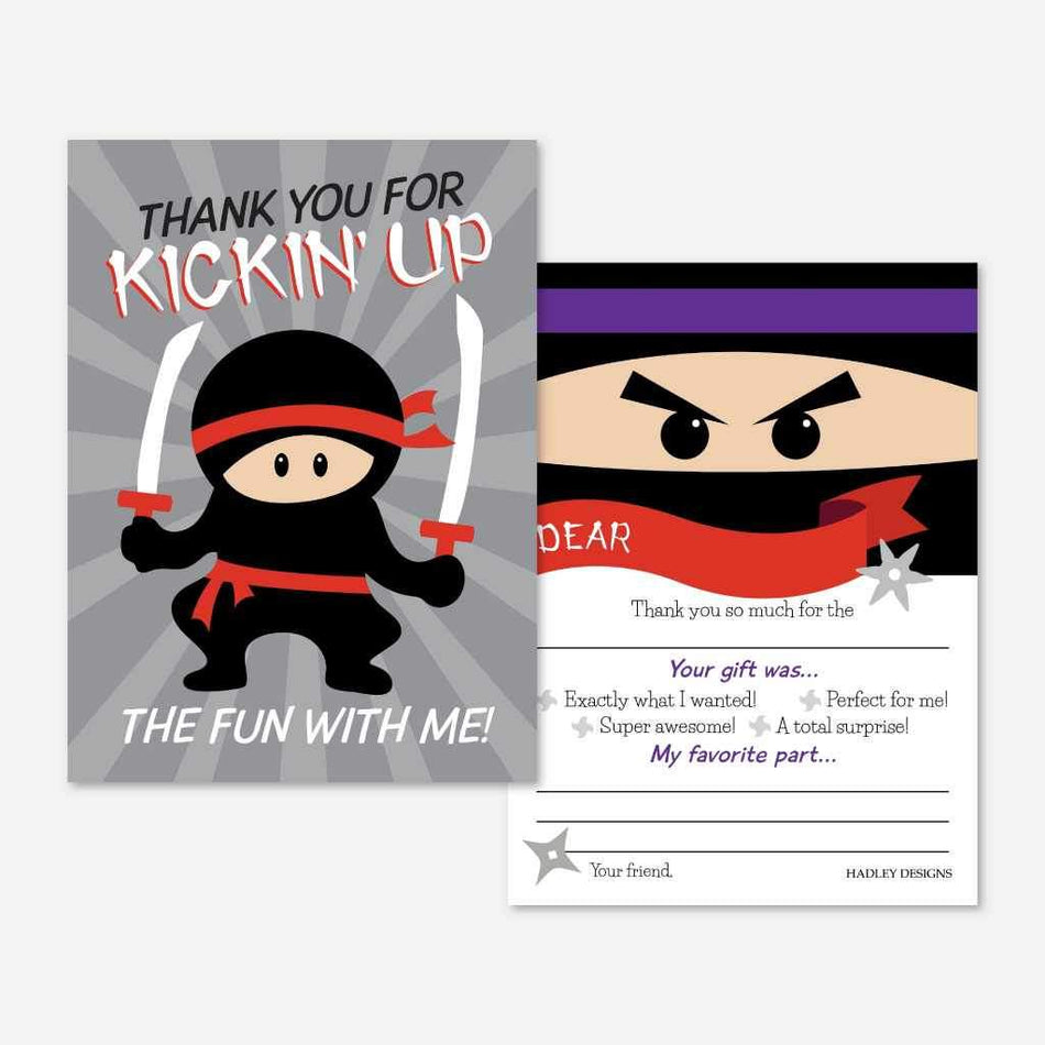 Printable Ninja Kids Party Thank You Package Templates | Hadley Designs ...
